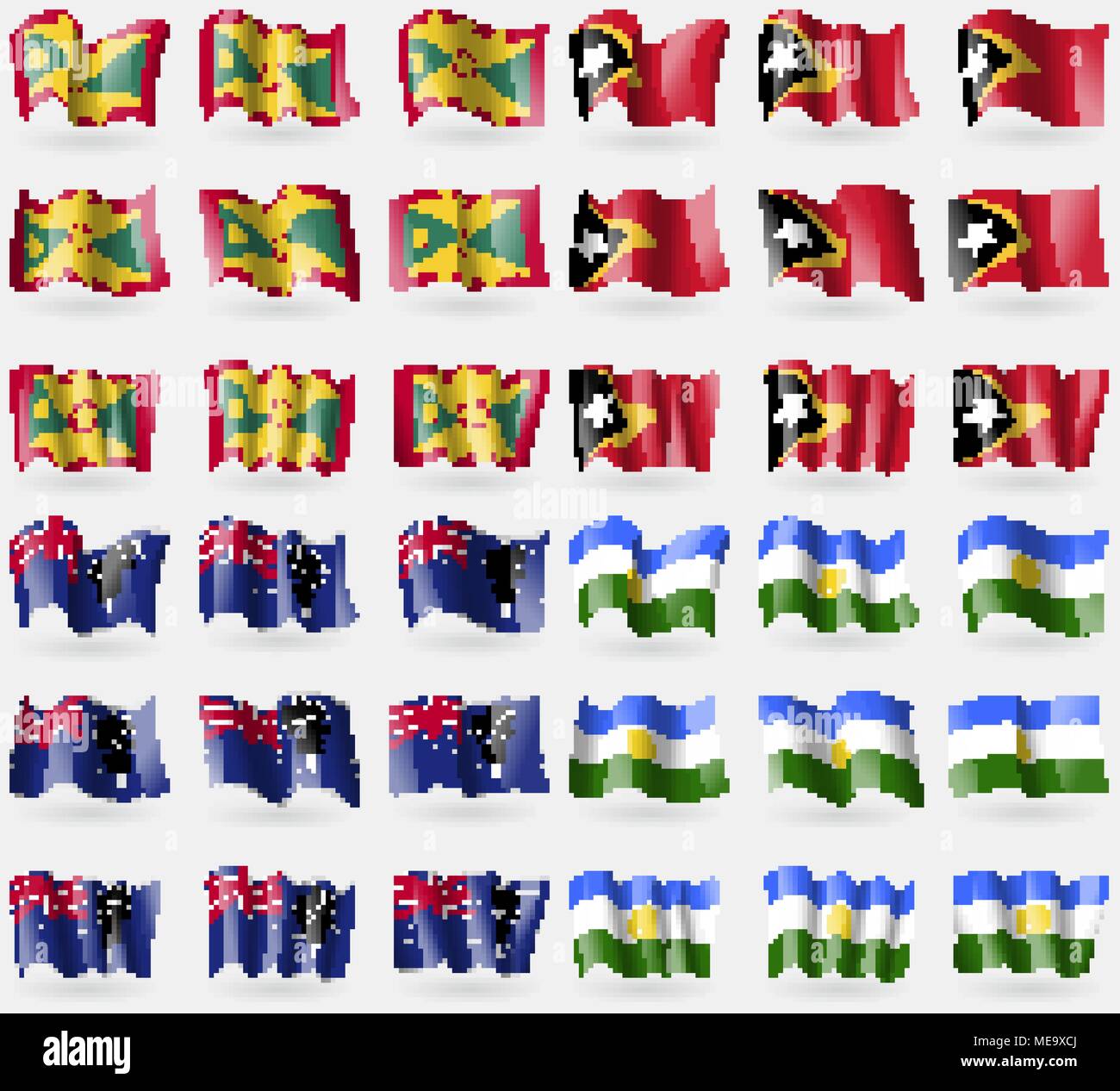Grenada, East Timor, British Indian Ocean Territory, Bashkortostan. Set ...