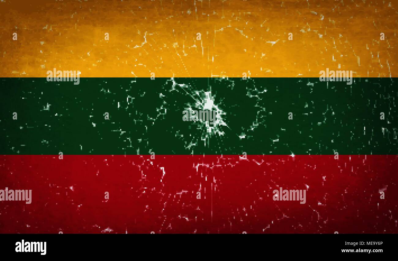Flags of Lithuania. with broken glass texture. Vector illustration ...