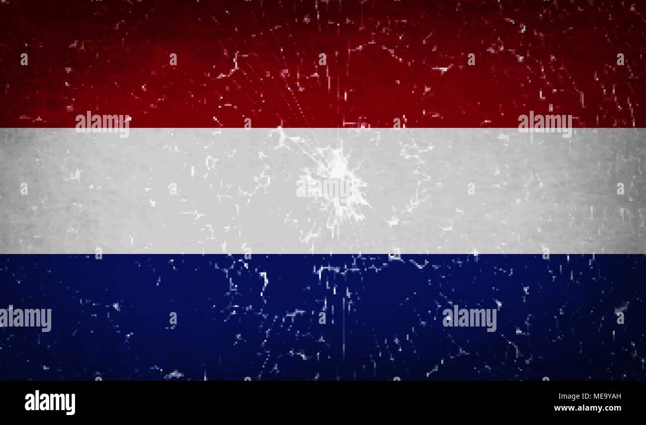 Flags of Netherlands with broken glass texture. Vector illustration ...