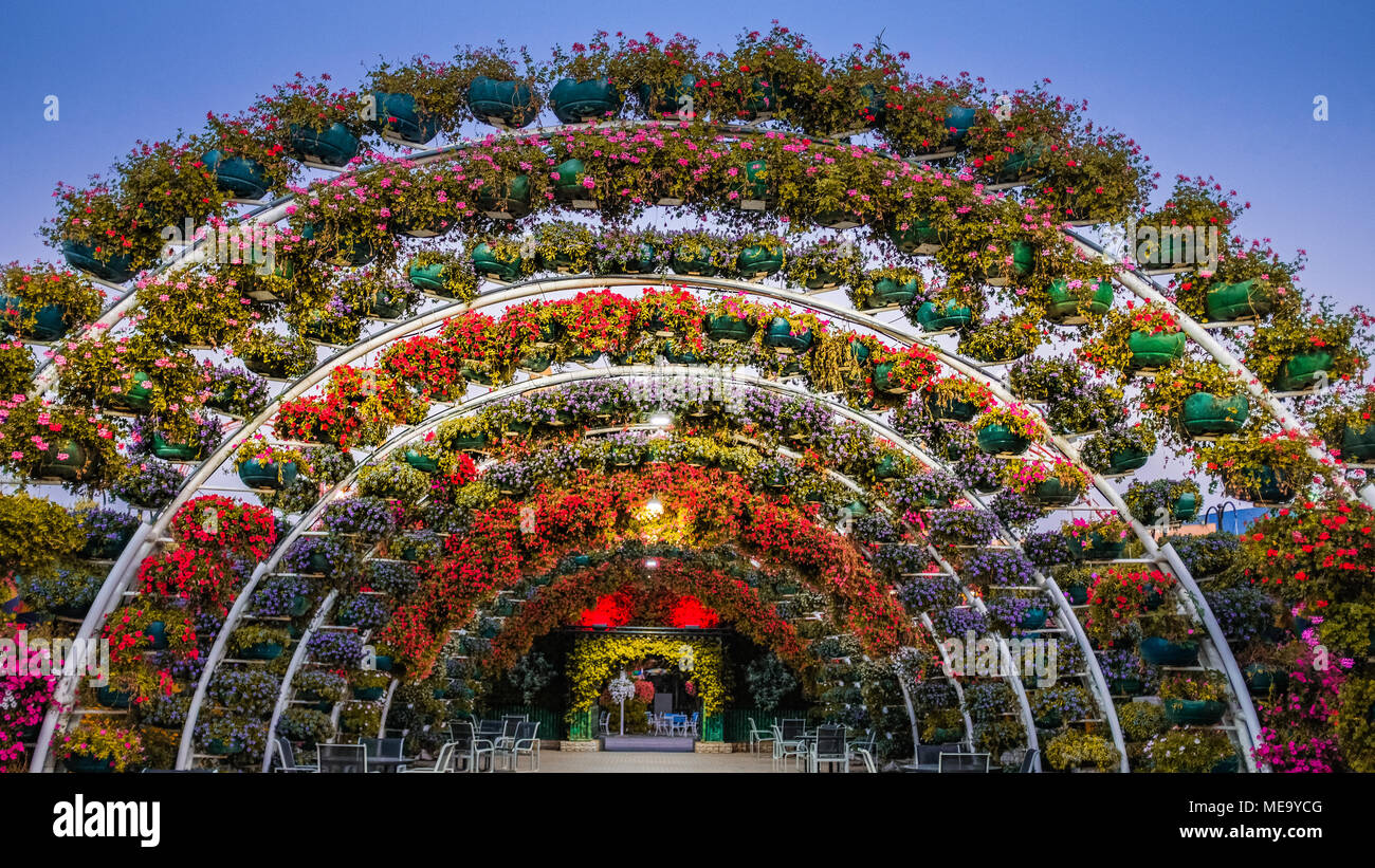 Colorful flowers in half circle ceiling shape Stock Photo - Alamy