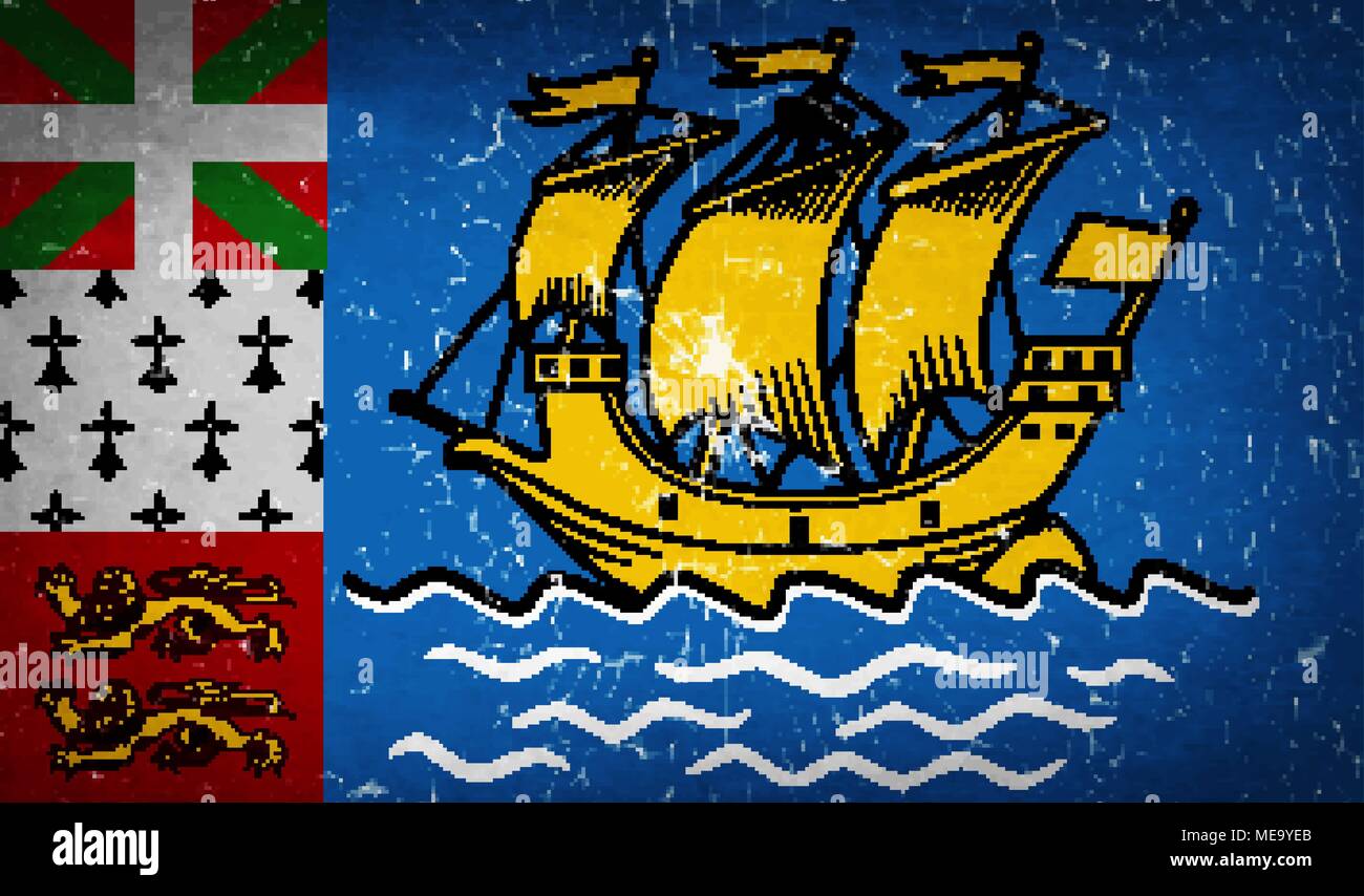 Flags of Saint Pierre and Miquelon with broken glass texture. Vector ...