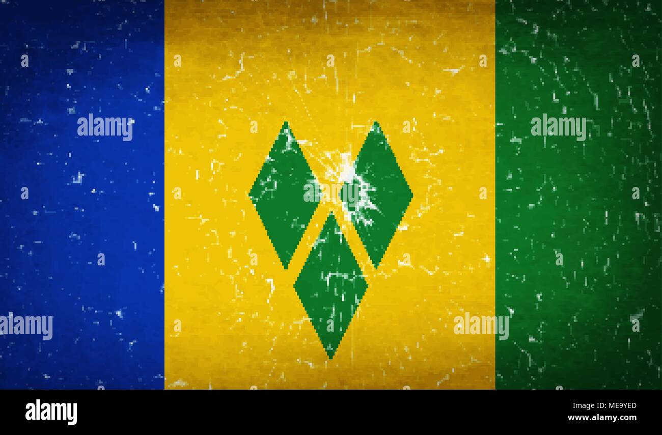 Flags of Saint Vincent and Grenadines with broken glass texture. Vector ...