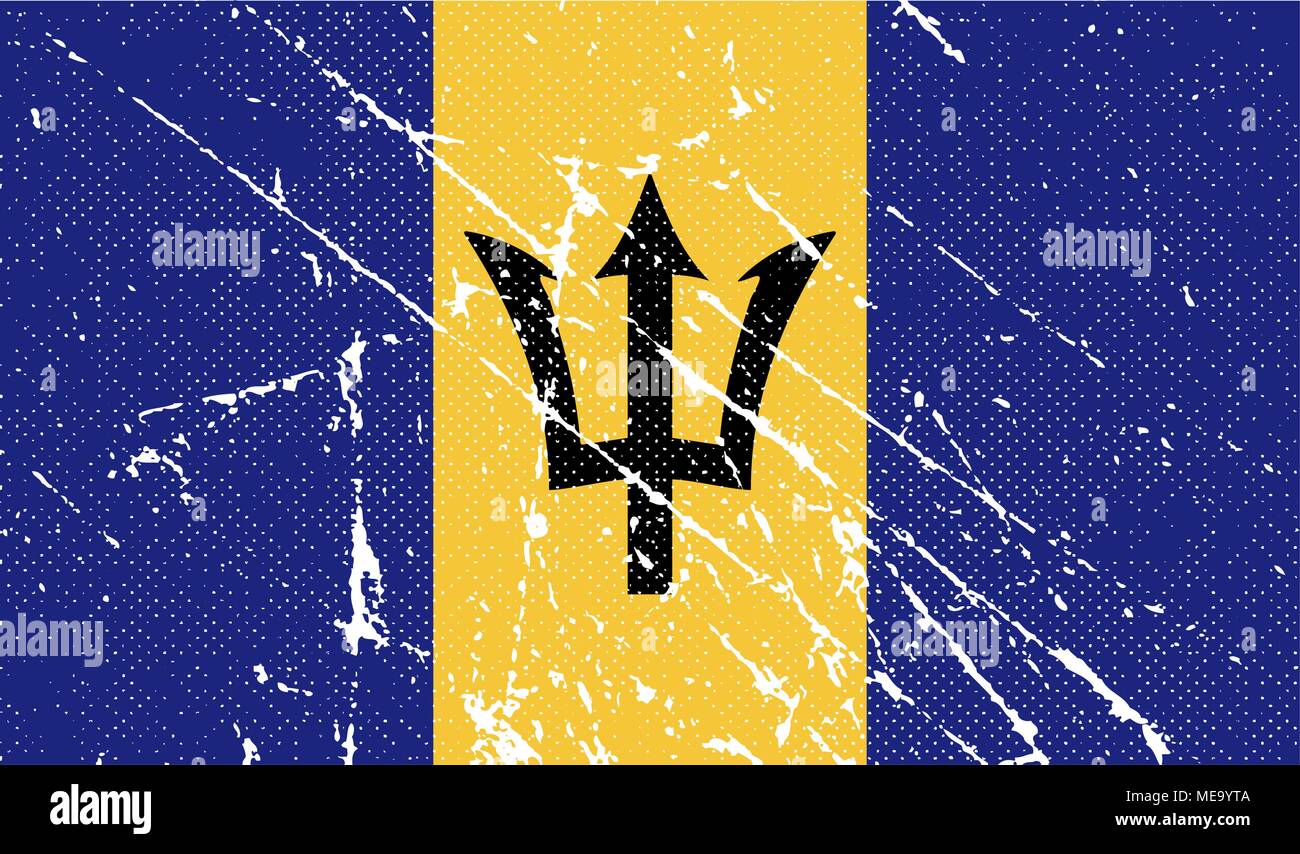 Flag of Barbados with old texture. Vector illustration Stock Vector ...