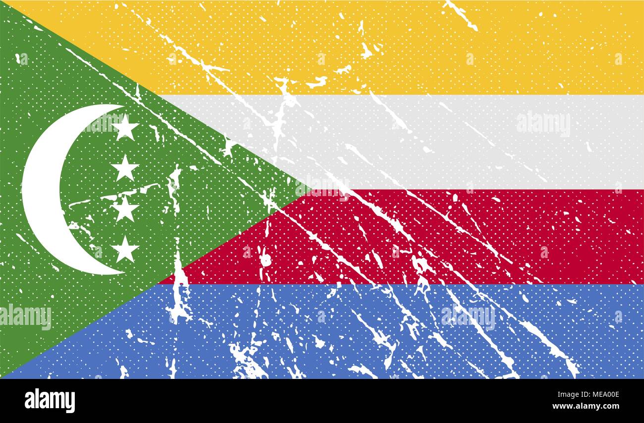 Flag of Comoros with old texture. Vector illustration Stock Vector ...