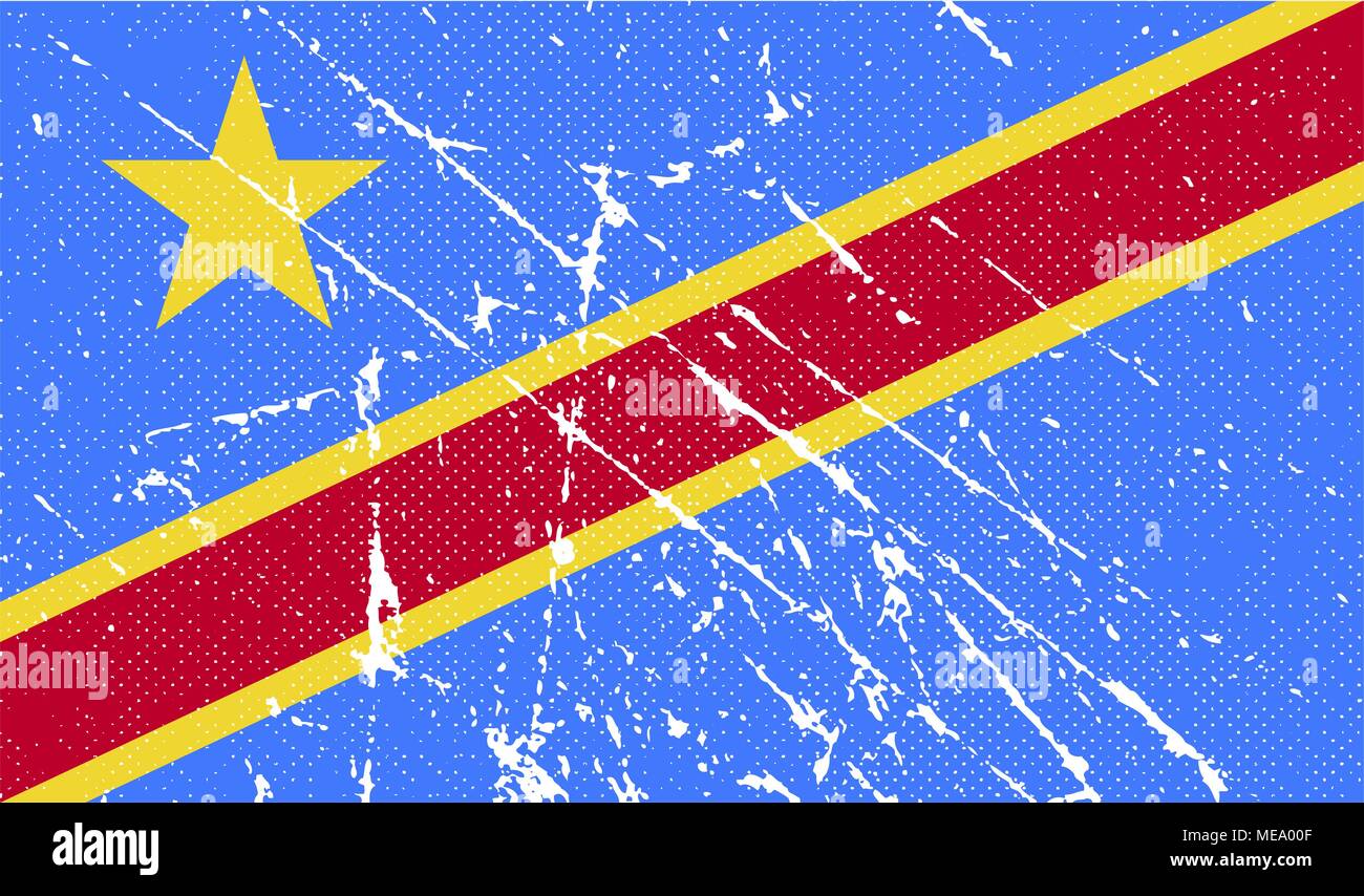 Flag of Congo Democratic Republic with old texture. Vector illustration ...