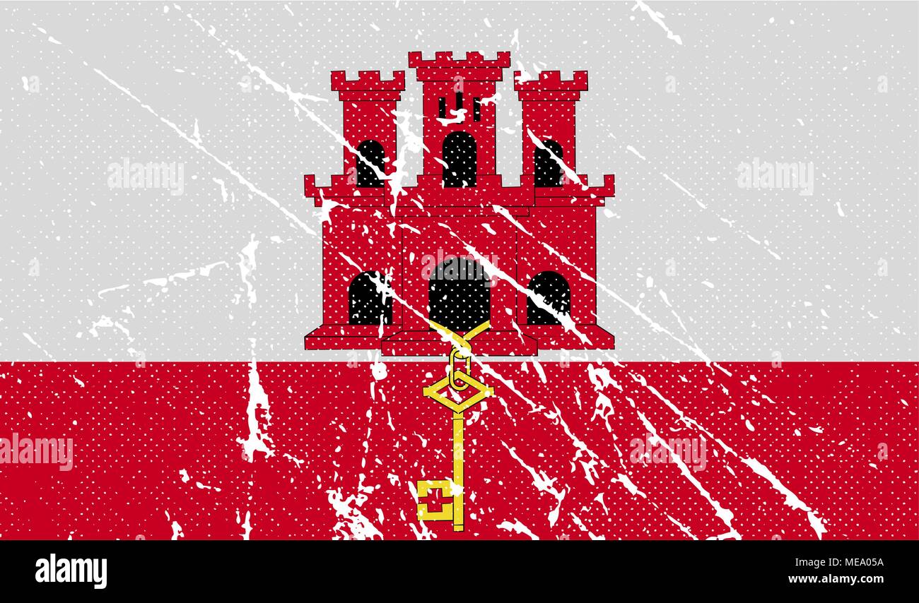 Flag of Gibraltar with old texture. Vector illustration Stock Vector ...