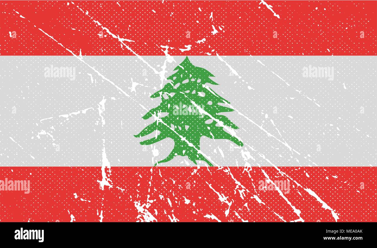 Flag of Lebanon with old texture. Vector illustration Stock Vector ...