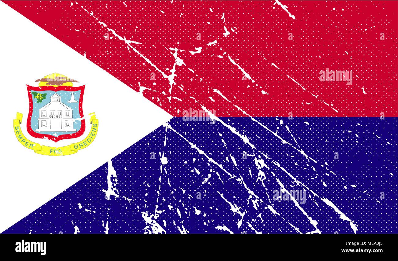 Flag of Saint Martin with old texture. Vector illustration Stock Vector ...