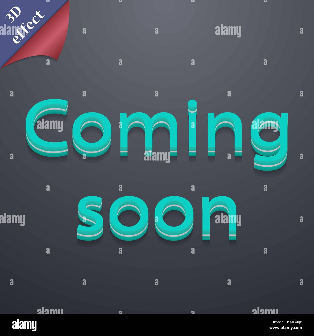 Coming soon icon symbol. 3D style. Trendy, modern design with space for ...