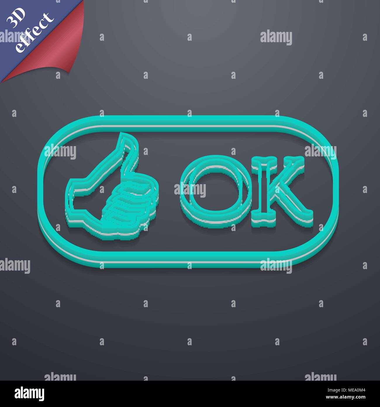OK icon symbol. 3D style. Trendy, modern design with space for your ...