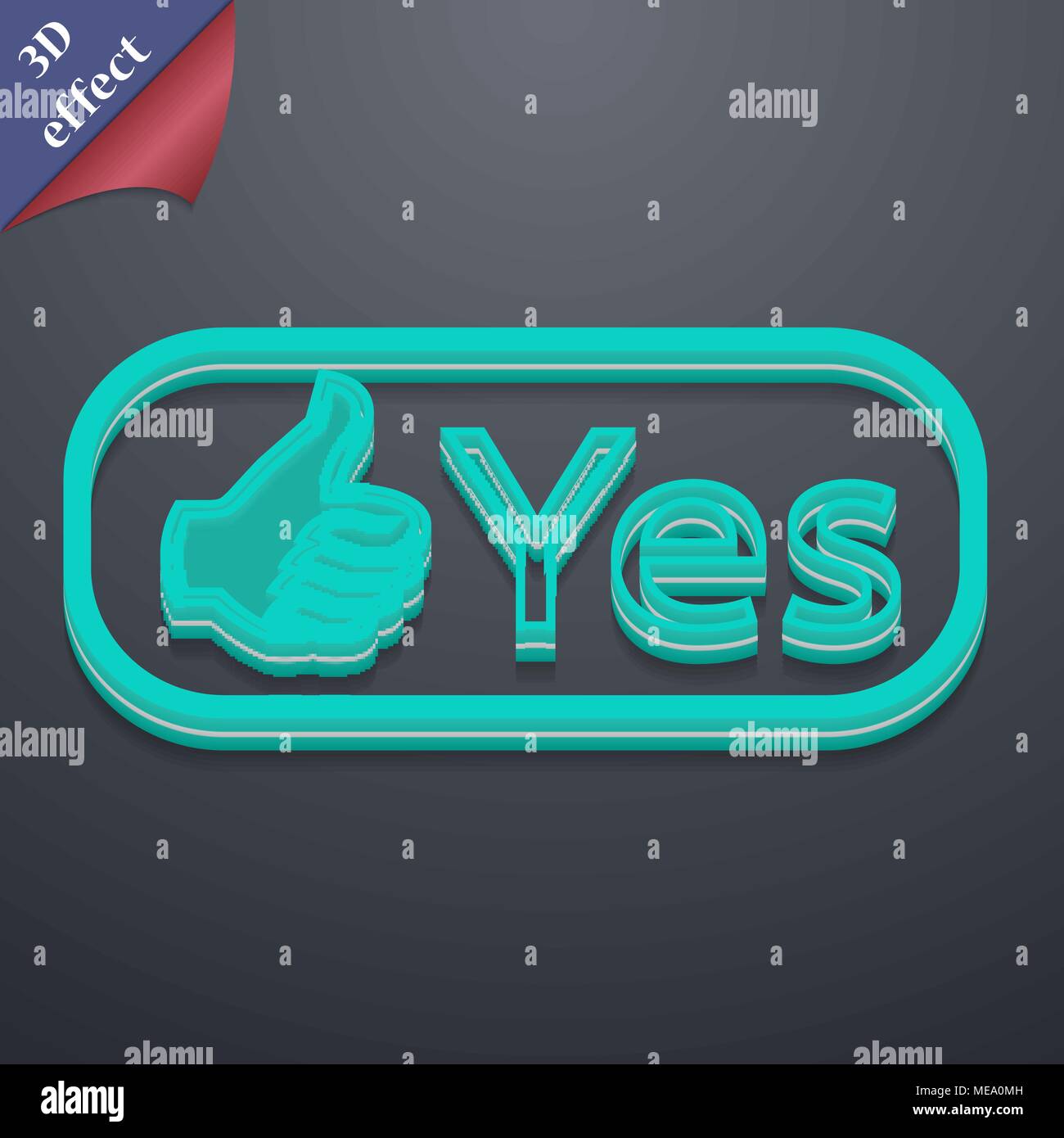 Yes icon symbol. 3D style. Trendy, modern design with space for your ...
