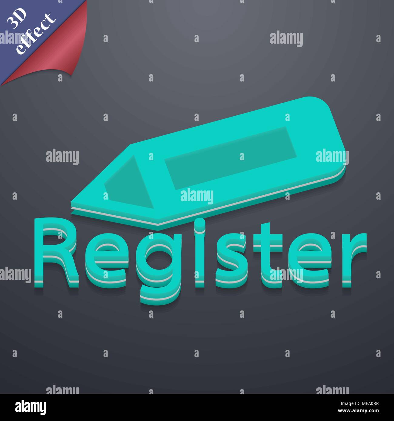 Register icon symbol. 3D style. Trendy, modern design with space for ...