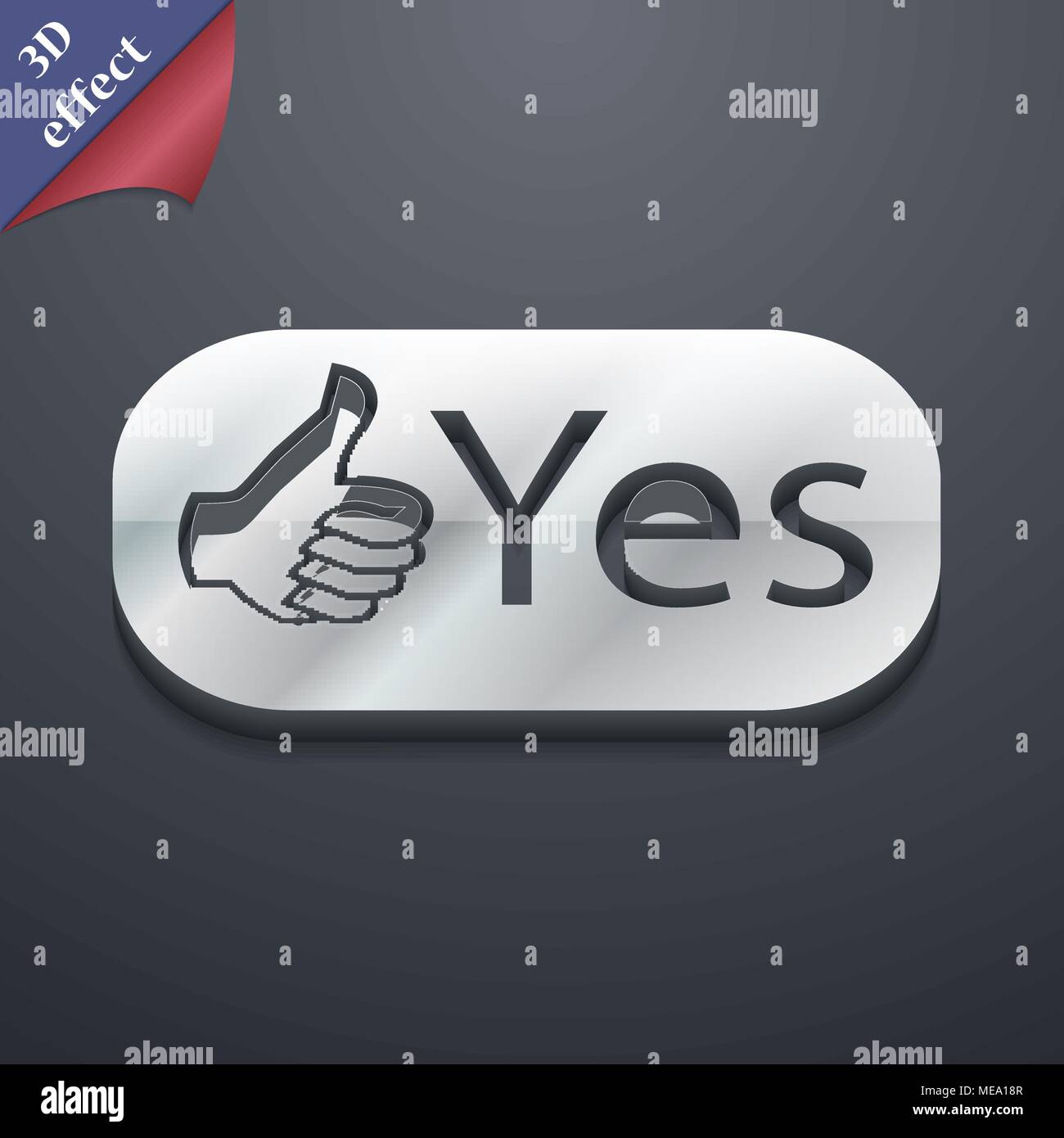 Yes icon symbol. 3D style. Trendy, modern design with space for your ...