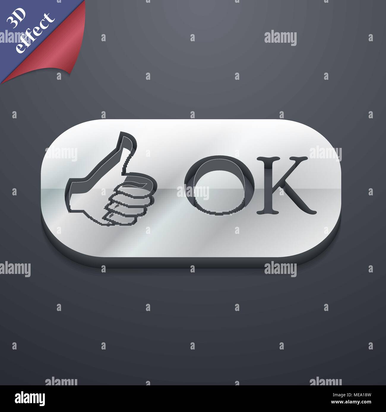 OK icon symbol. 3D style. Trendy, modern design with space for your ...