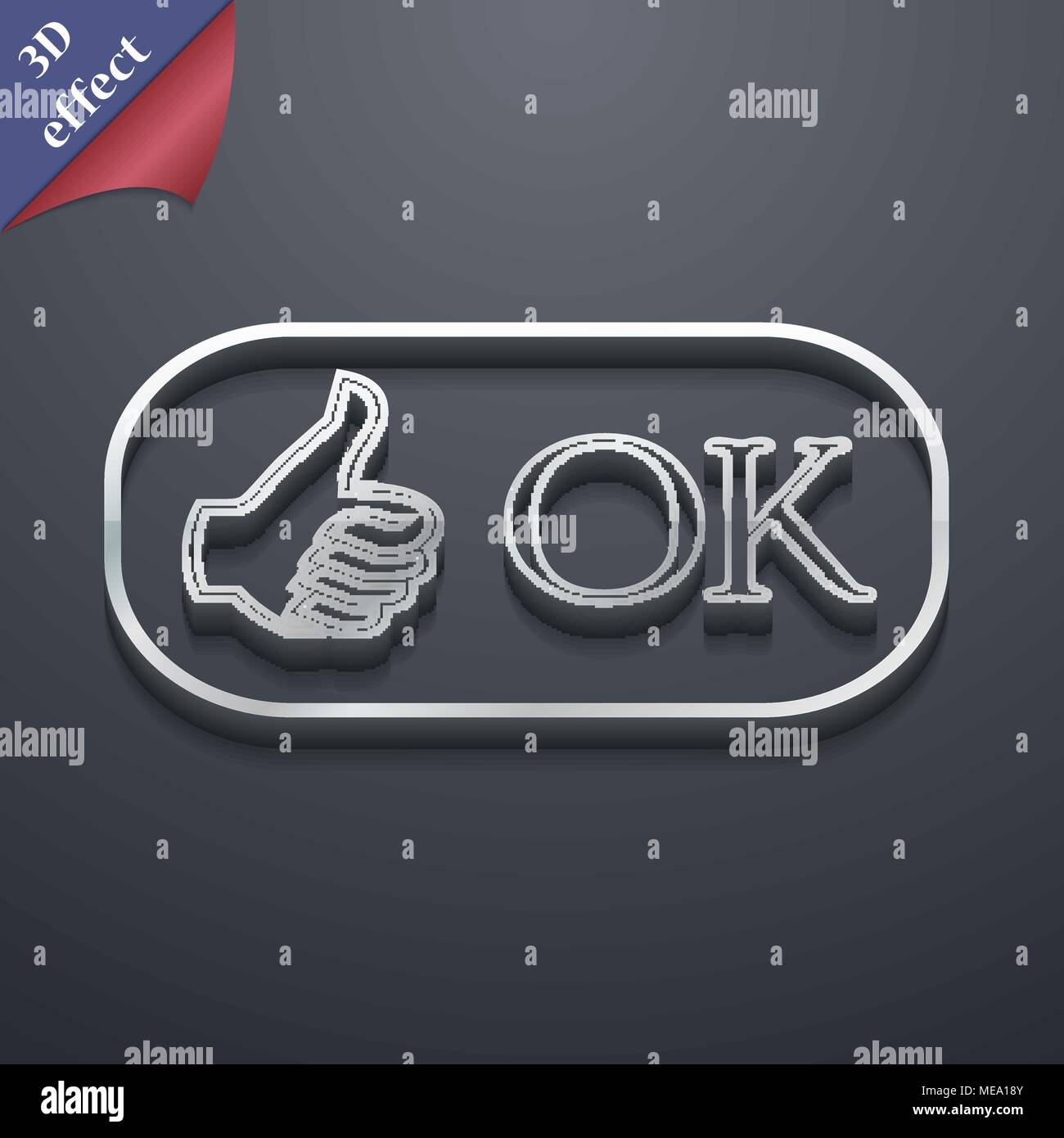 OK icon symbol. 3D style. Trendy, modern design with space for your ...