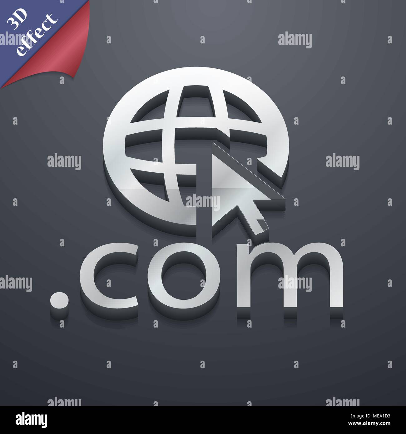 Domain COM icon symbol. 3D style. Trendy, modern design with space for ...