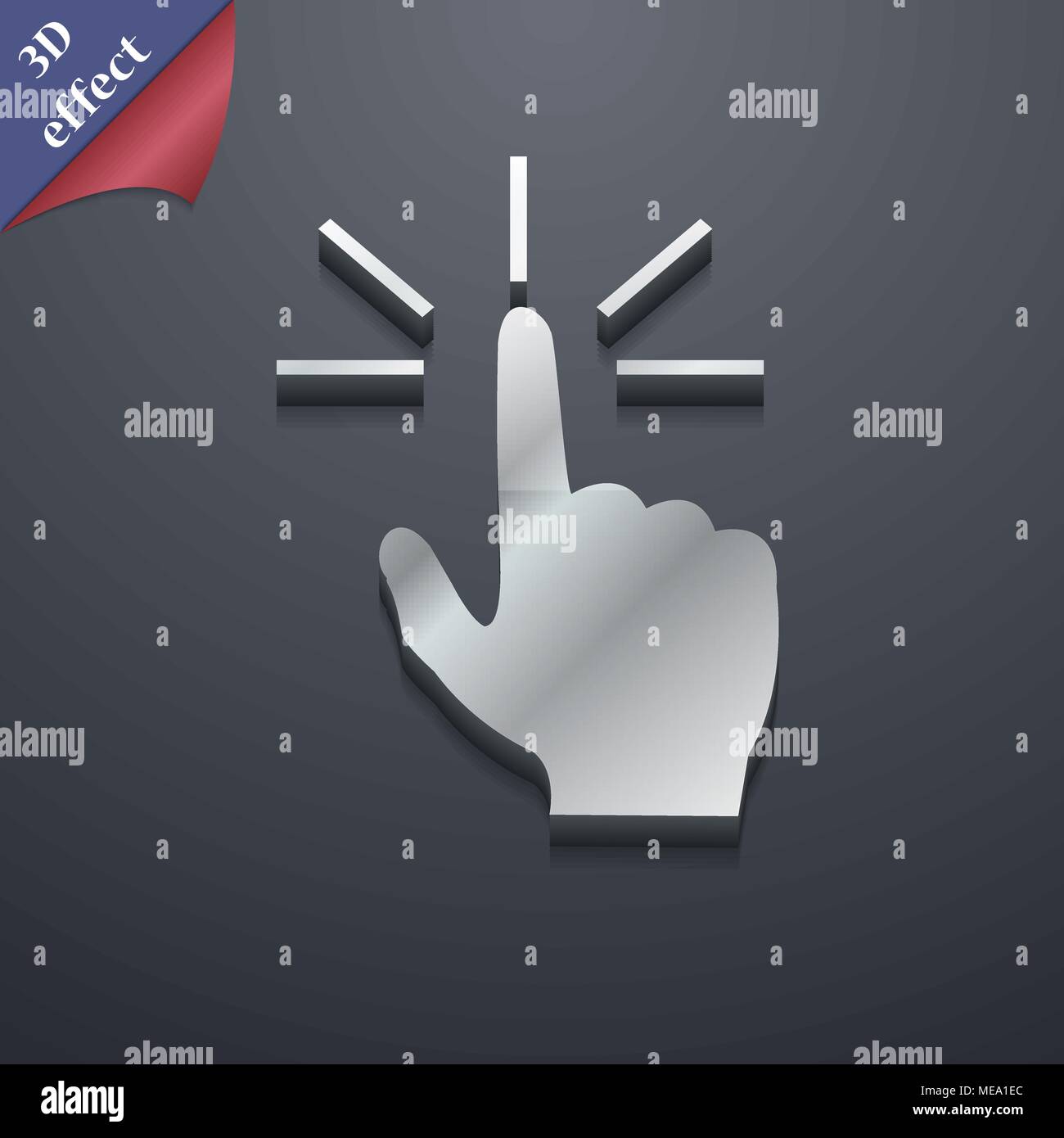Click here hand icon symbol. 3D style. Trendy, modern design with space ...