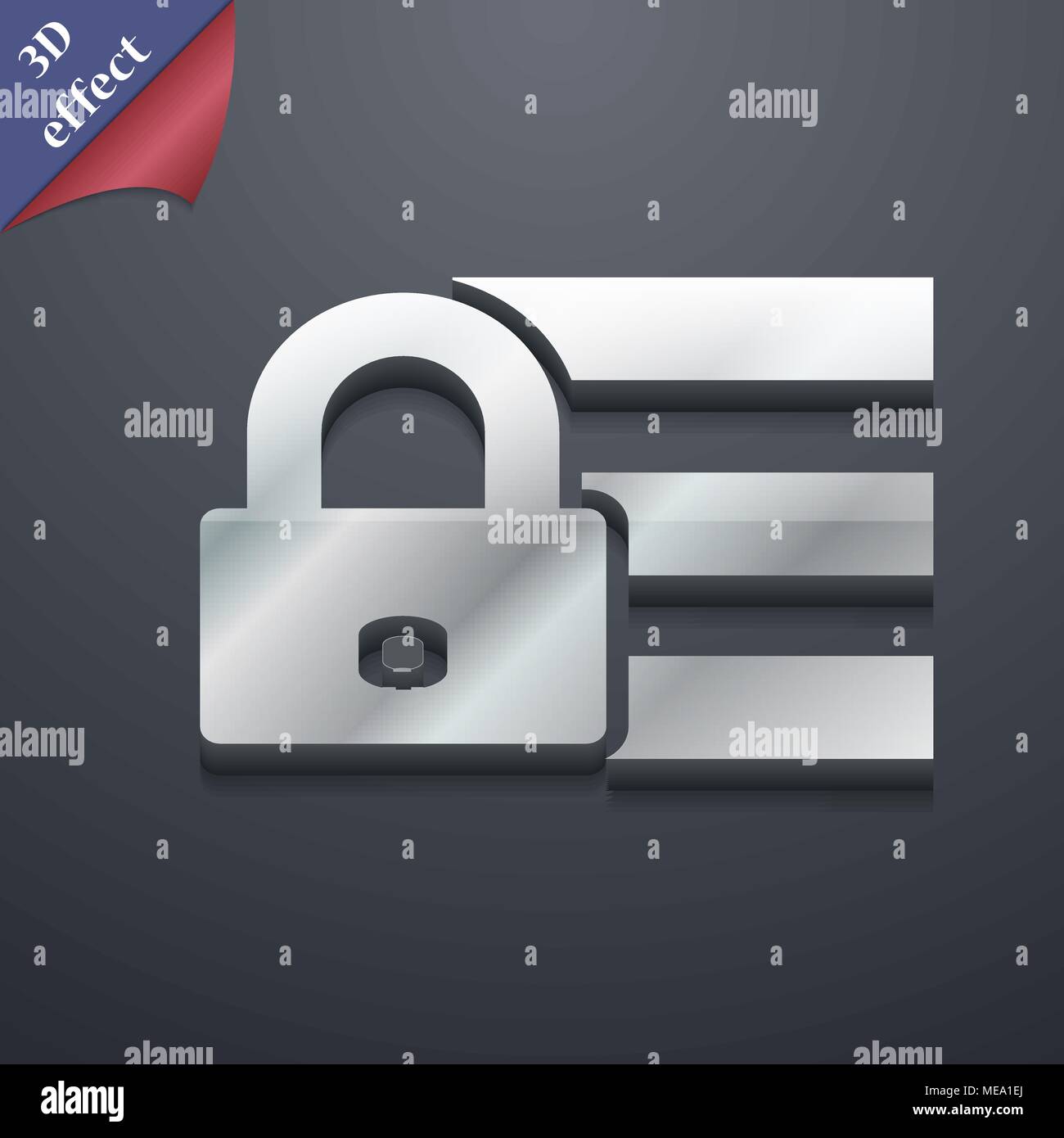 Lock, login icon symbol. 3D style. Trendy, modern design with space for ...