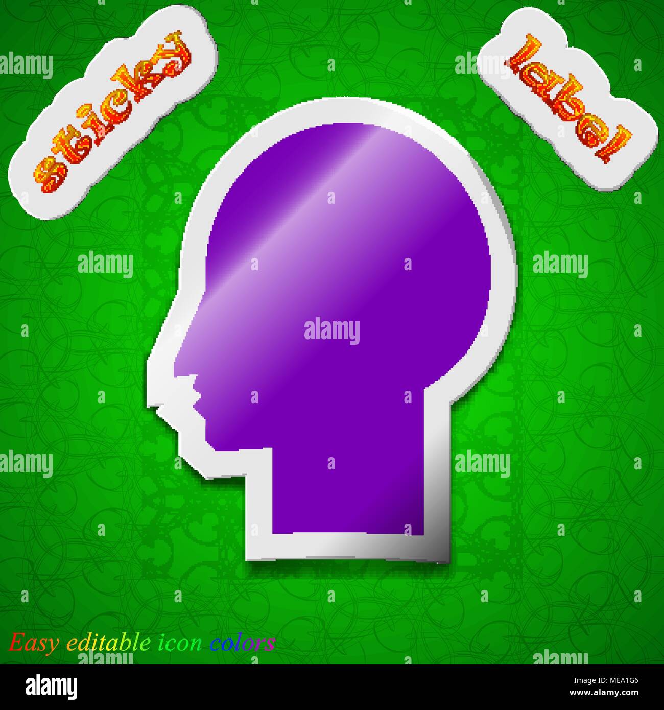 User icon sign. Symbol chic colored sticky label on green background ...