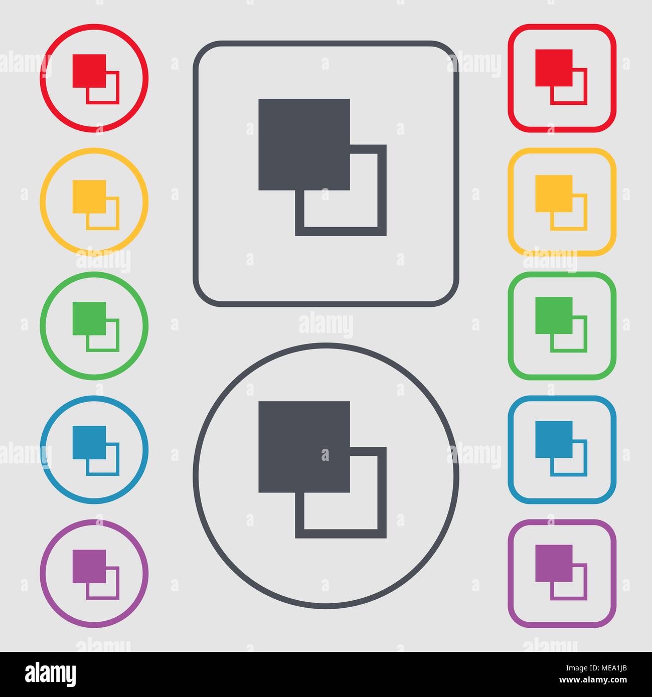 Active color toolbar icon sign. symbol on the Round and square buttons ...