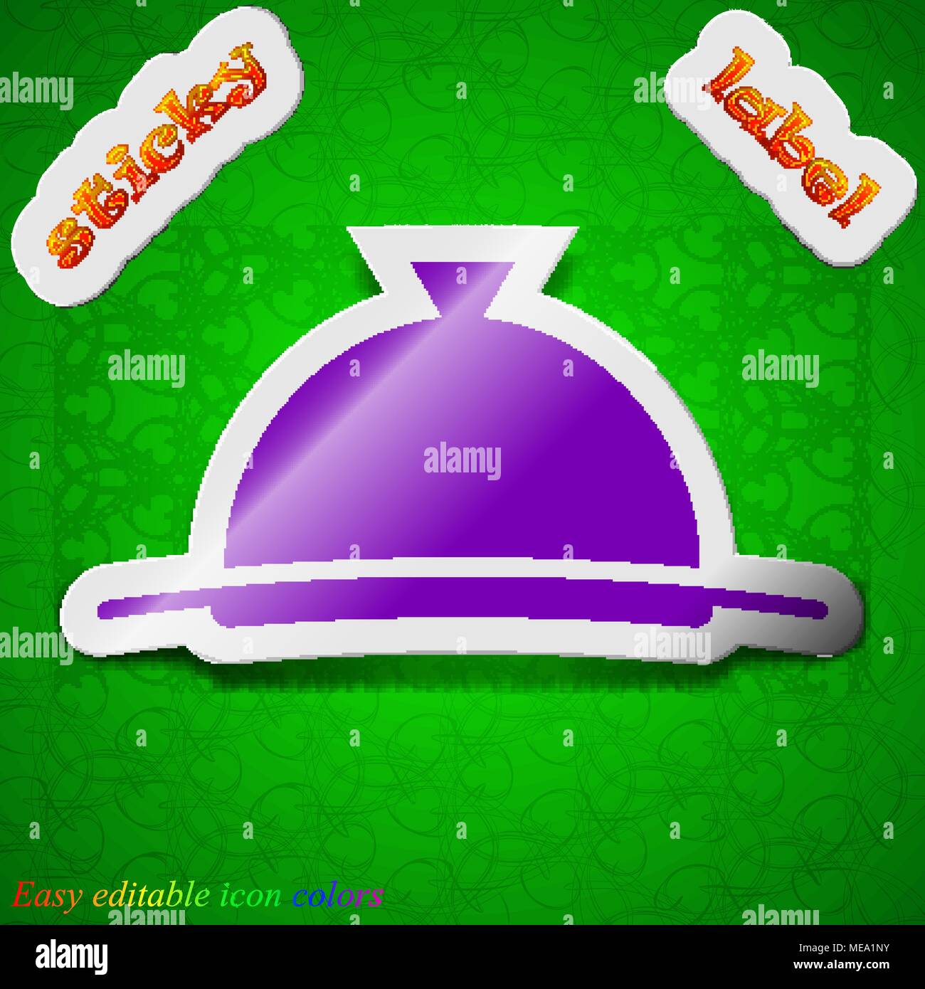 Food platter serving icon sign. Symbol chic colored sticky label on ...