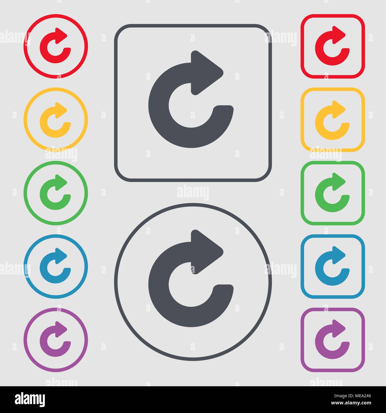 Upgrade, arrow icon sign. symbol on the Round and square buttons with ...