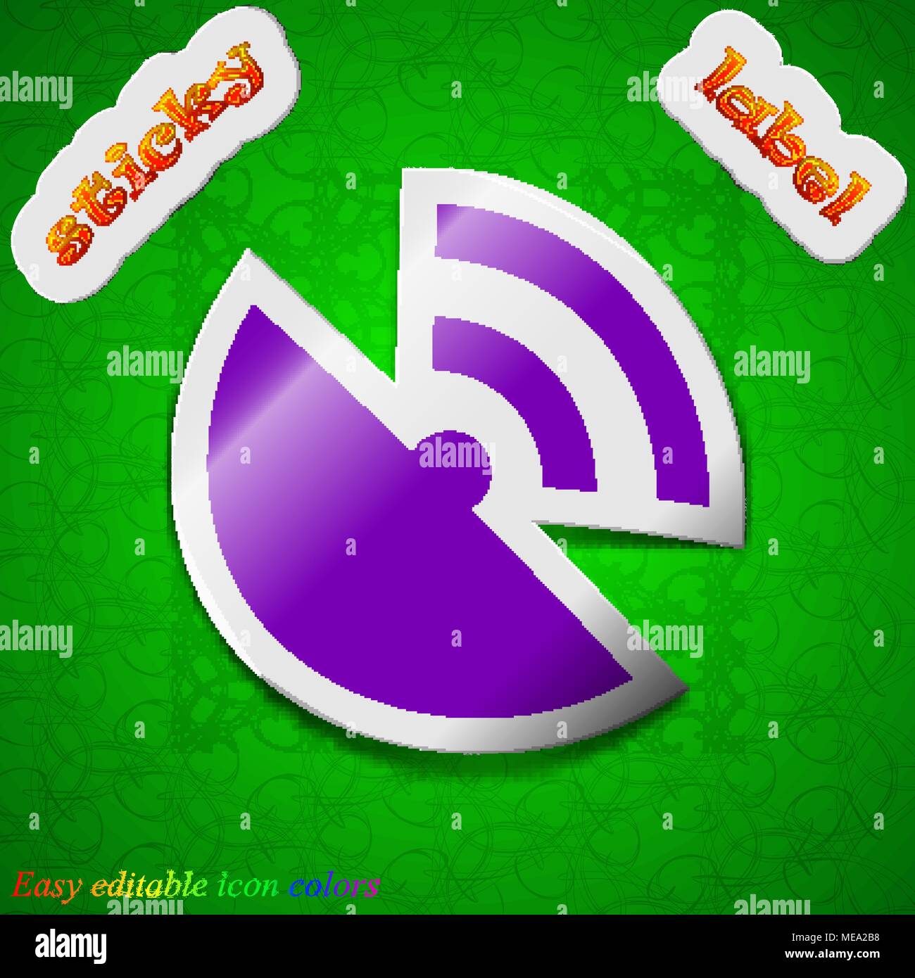 GPS icon sign. Symbol chic colored sticky label on green background ...