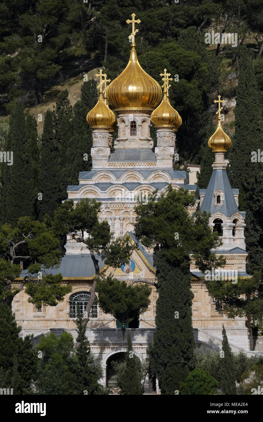 The gilded onion domes of the Russian Orthodox Convent and Church of ...