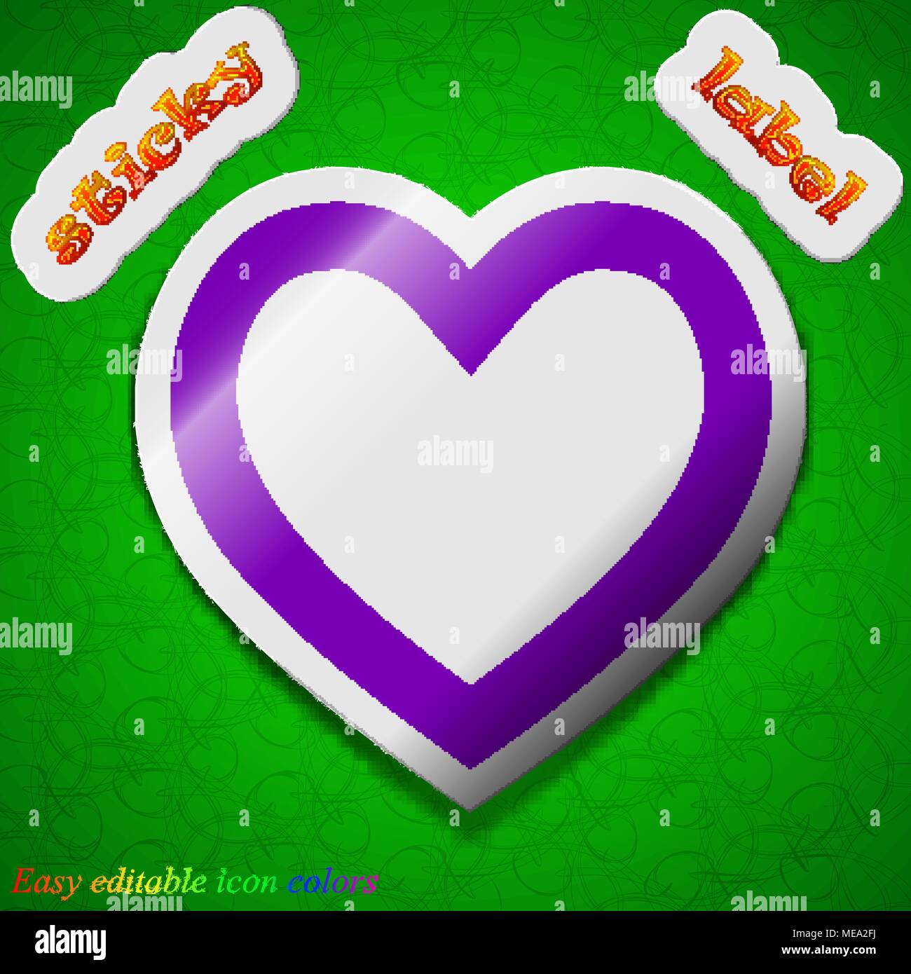 Medical heart icon sign. Symbol chic colored sticky label on green ...