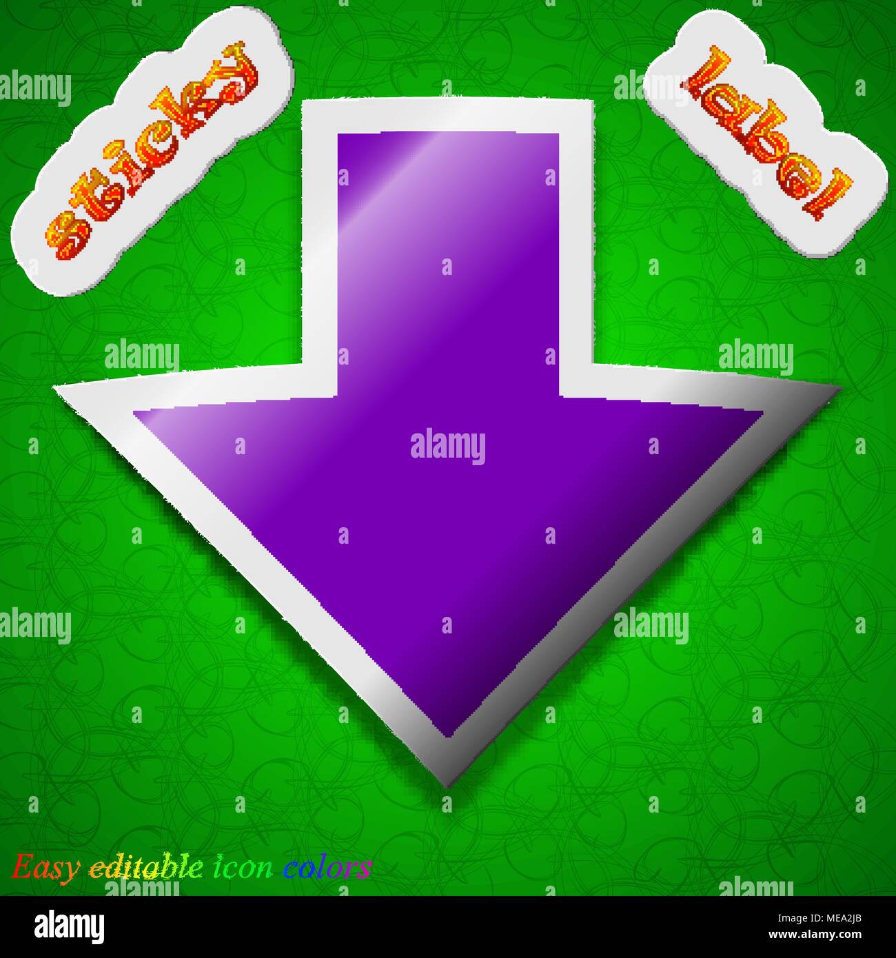 Download icon sign. Symbol chic colored sticky label on green ...