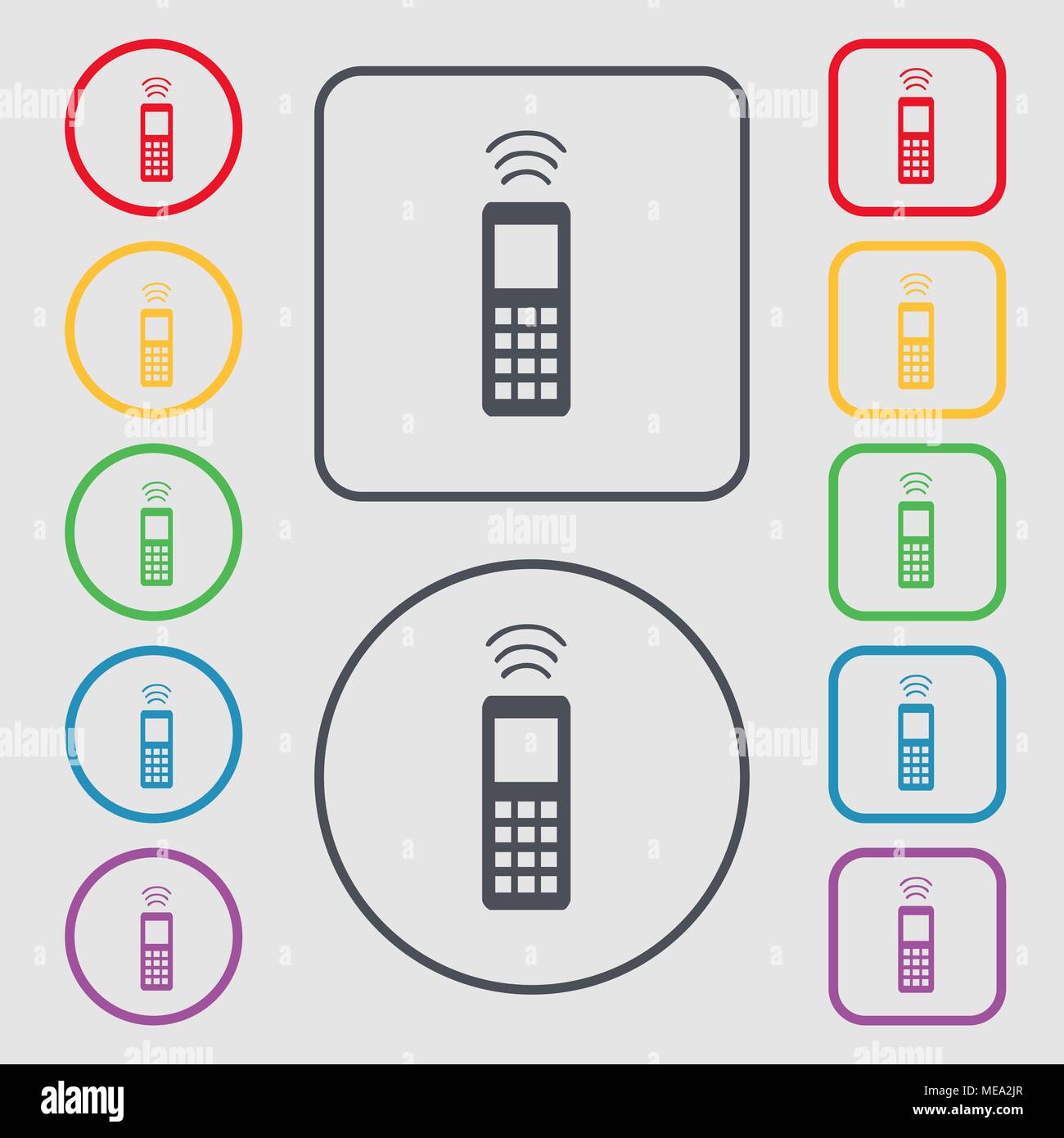 the remote control icon sign. symbol on the Round and square buttons ...