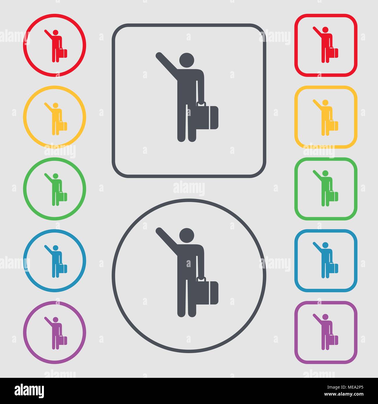 tourist icon sign. symbol on the Round and square buttons with frame ...