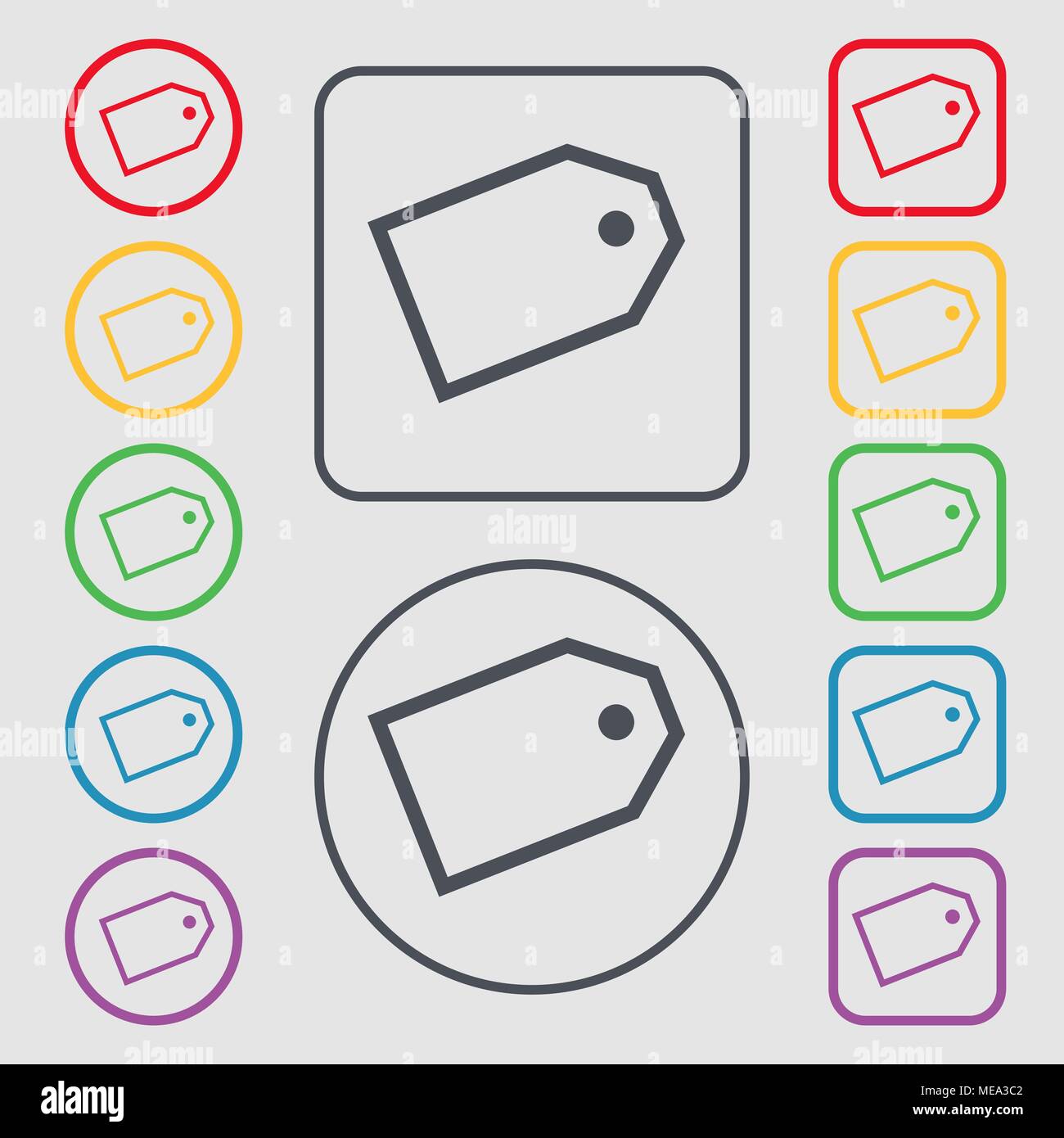 Web stickers icon sign. symbol on the Round and square buttons with ...