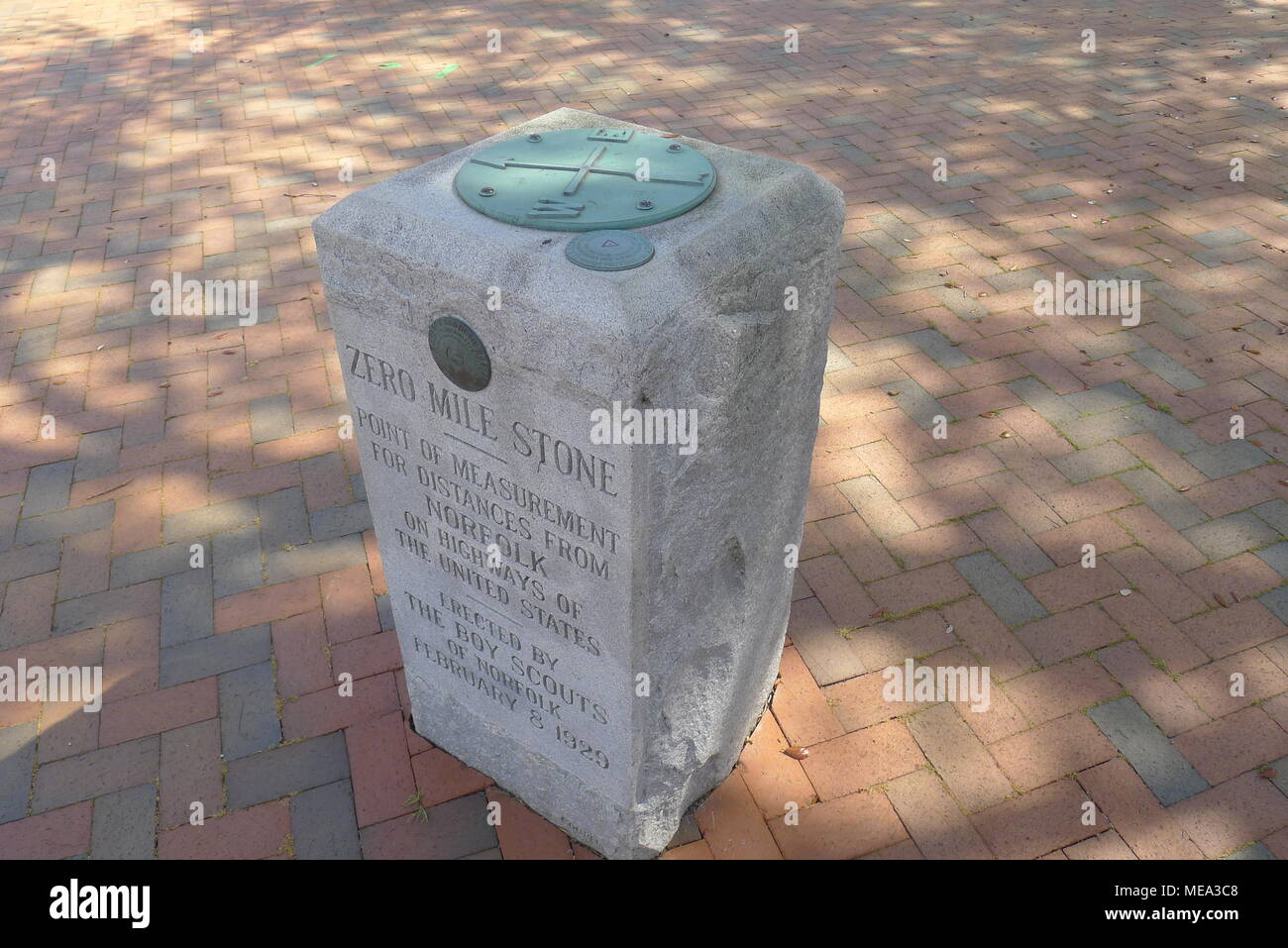 Zero Mile Stone at Norfolk, Virginia Stock Photo - Alamy
