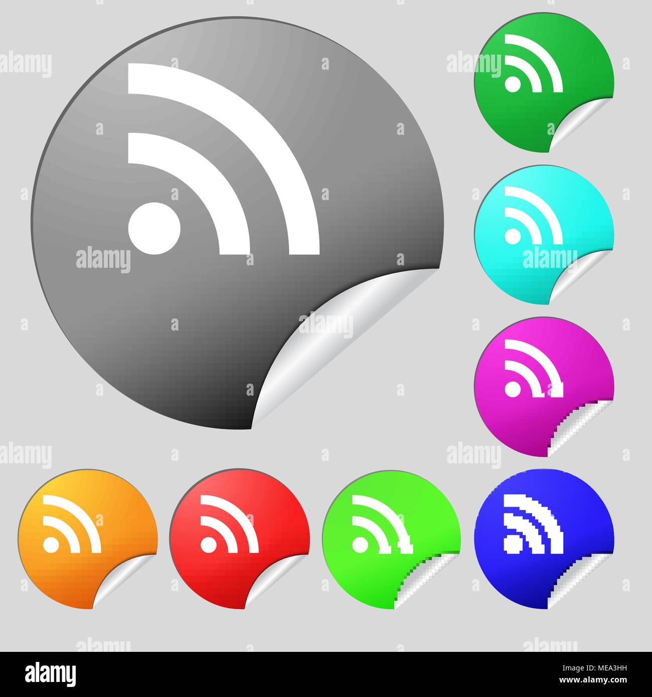 Wifi, Wi-fi, Wireless Network icon sign. Set of eight multi-colored ...