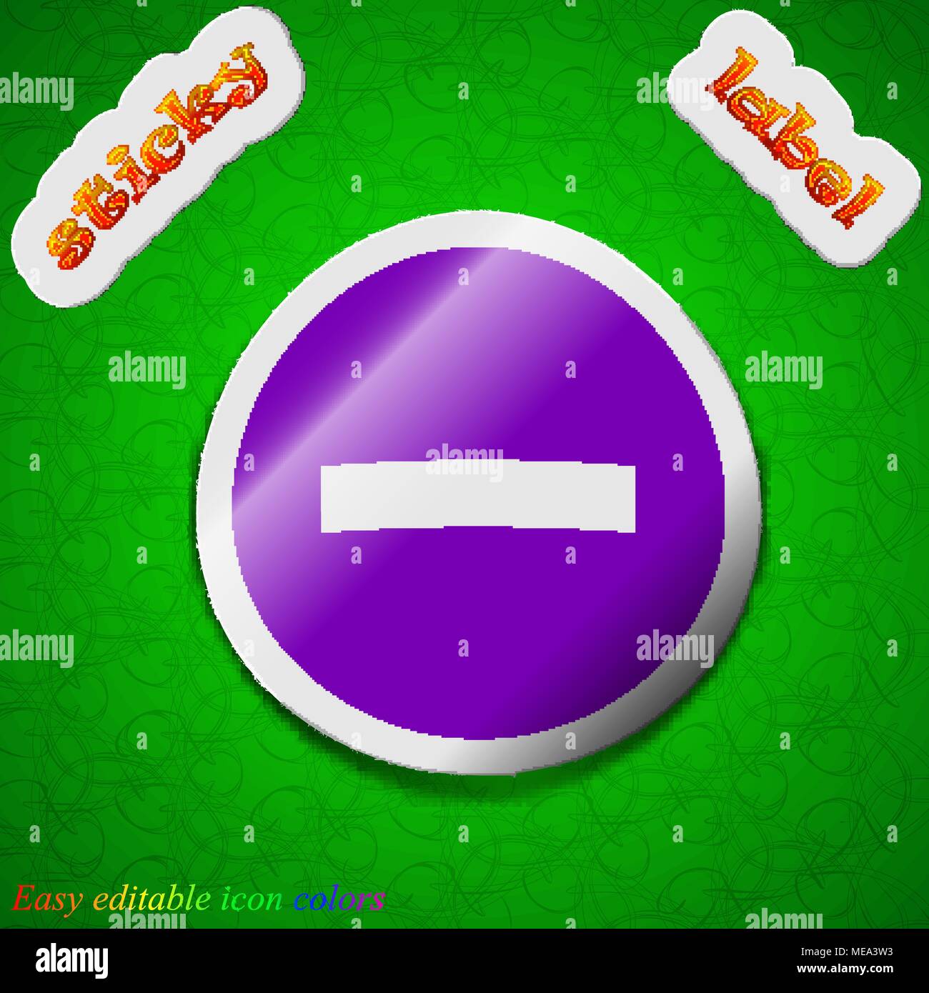 Stop icon sign. Symbol chic colored sticky label on green background ...