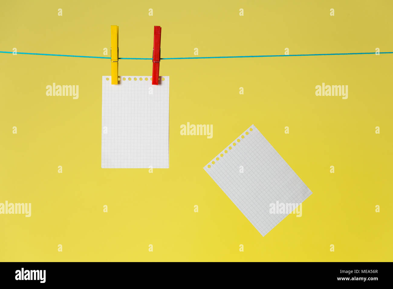 Done notes background. Notepad blank pages on rope and falling over ...