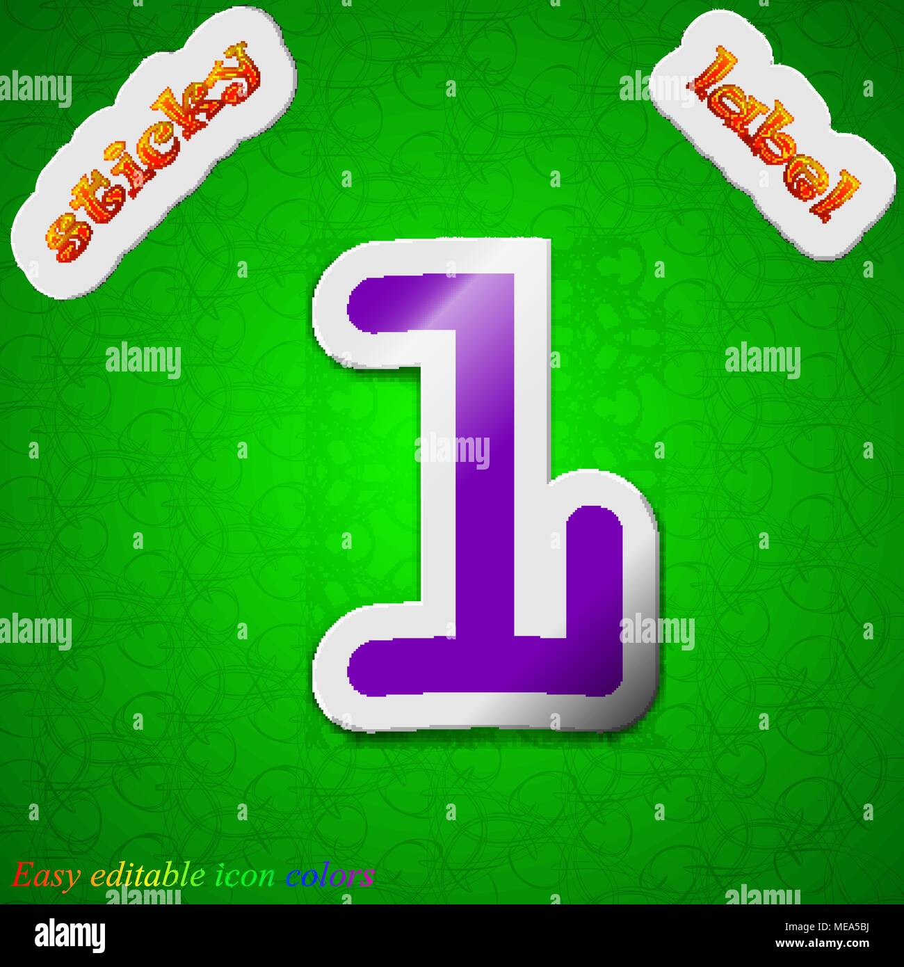 number one icon sign. Symbol chic colored sticky label on green ...