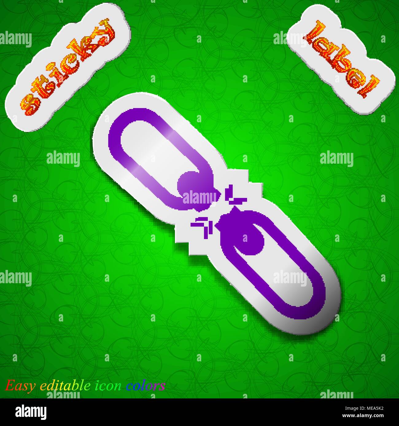 Broken connection icon sign. Symbol chic colored sticky label on green ...