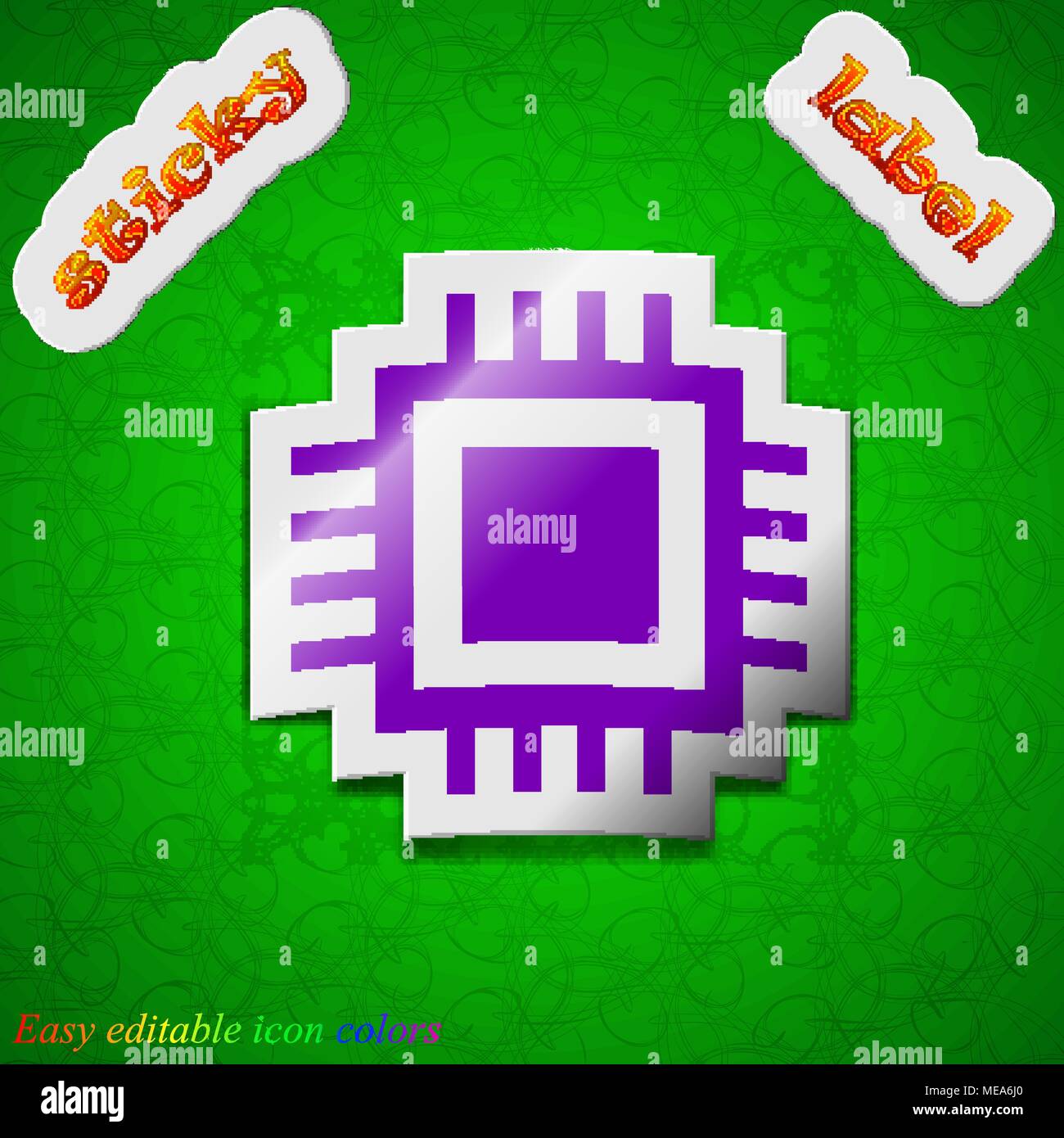 Central Processing Unit icon sign. Symbol chic colored sticky label on ...