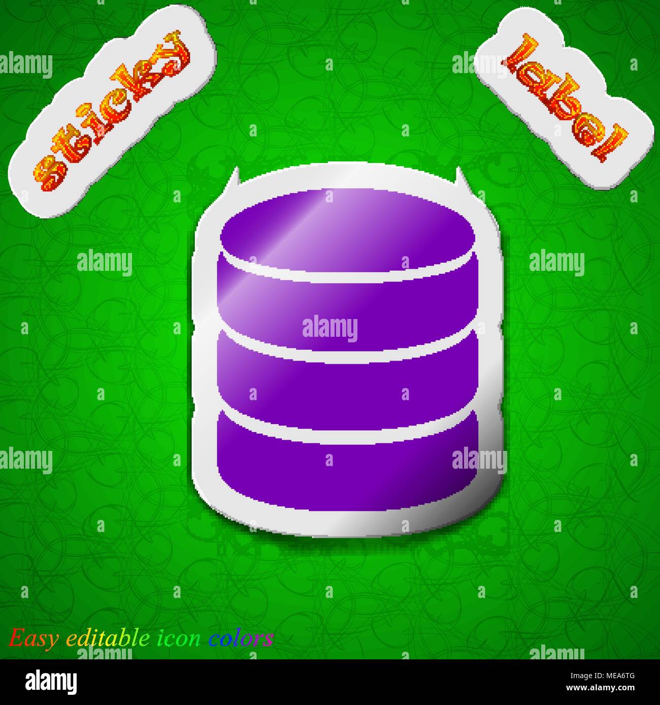 Hard disk and database icon sign. Symbol chic colored sticky label on ...