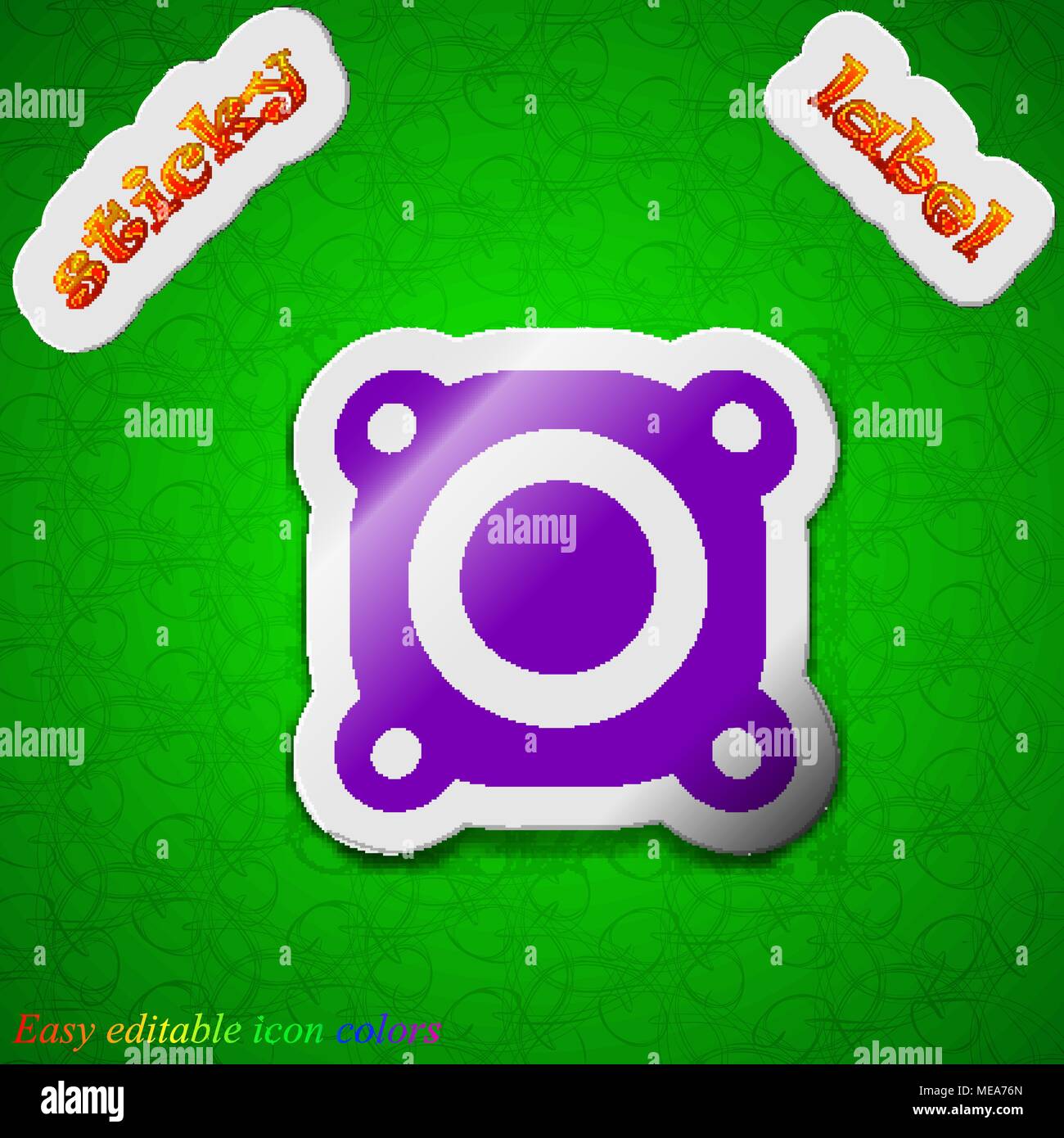 Speaker volume icon sign. Symbol chic colored sticky label on green ...