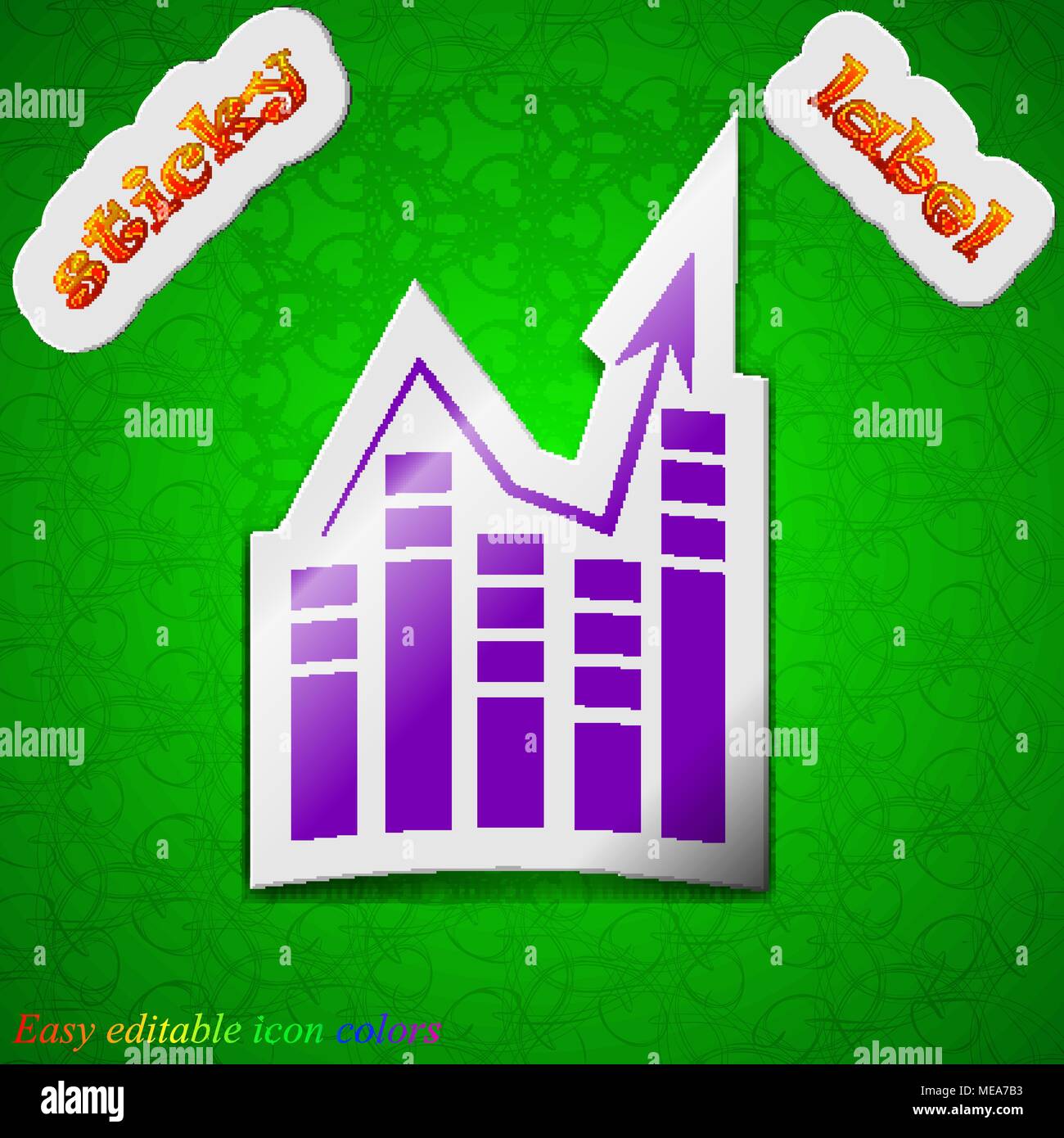 Schedule icon sign. Symbol chic colored sticky label on green ...