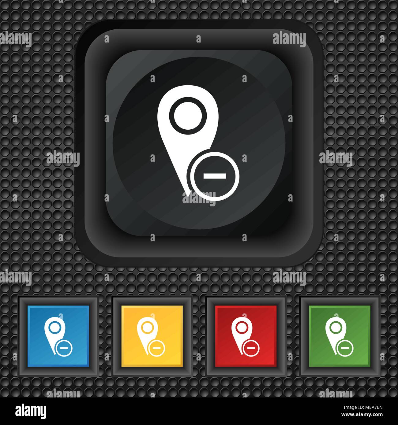 Map Pointer Icon Sign Symbol Squared Colourful Buttons On Black Texture Vector Illustration