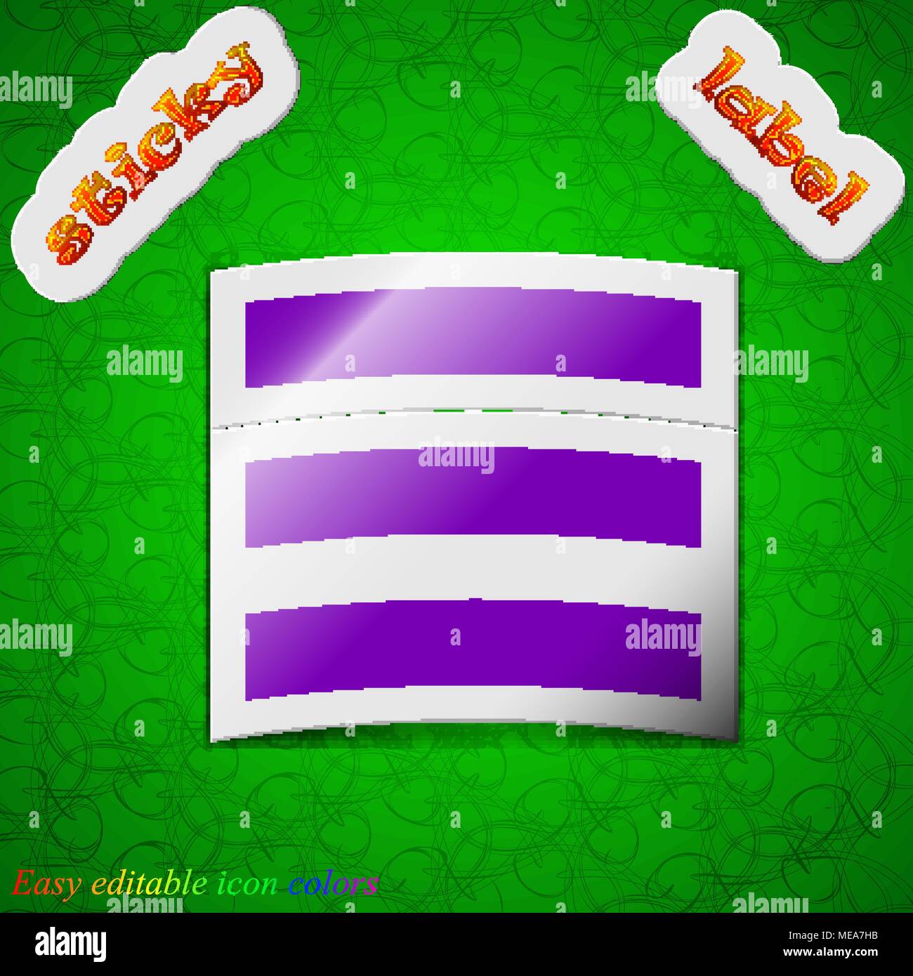 Align text to the width icon sign. Symbol chic colored sticky label on ...