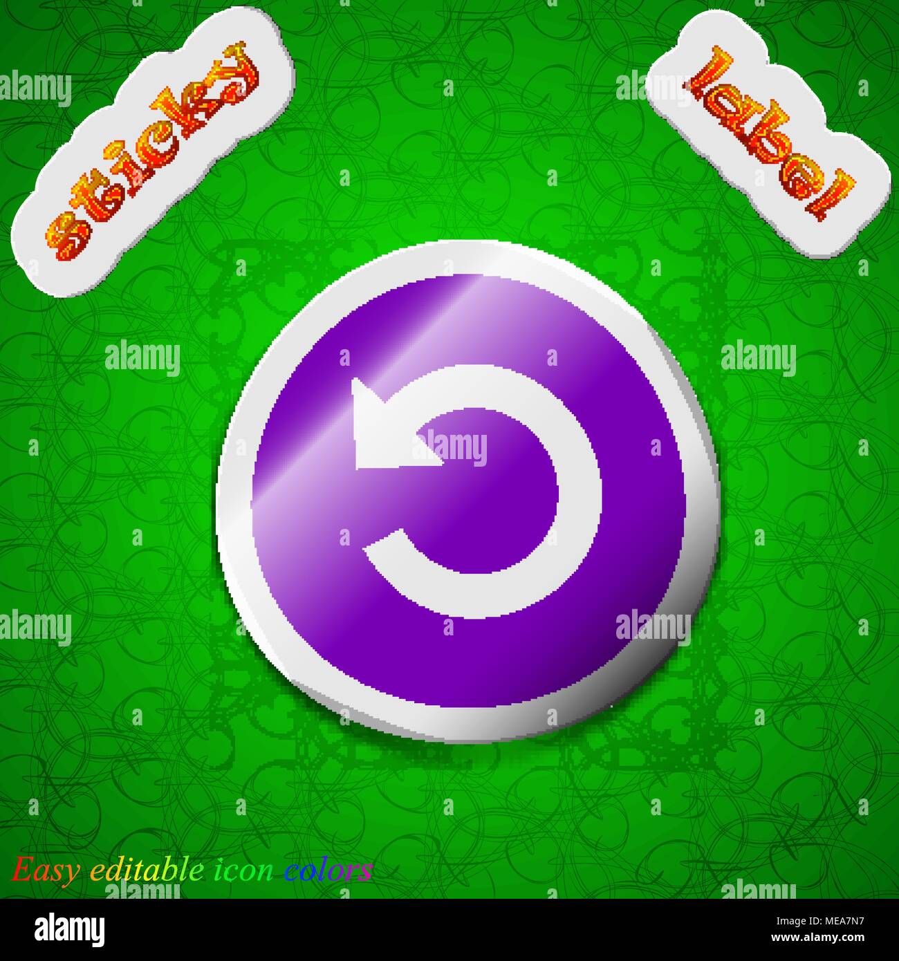 icon sign. Symbol chic colored sticky label on green background. Vector ...