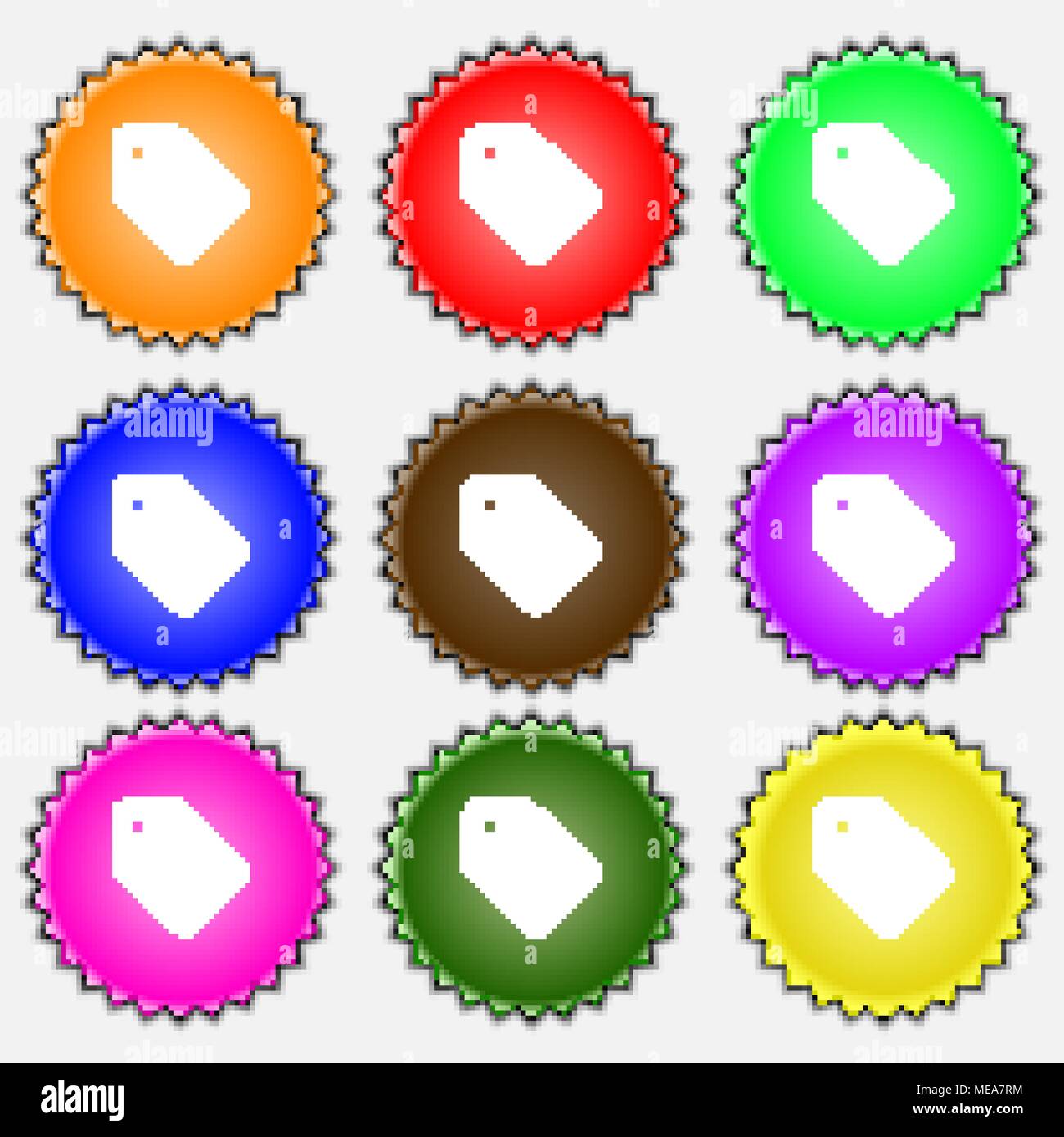 Special offer label icon sign. A set of nine different colored labels ...