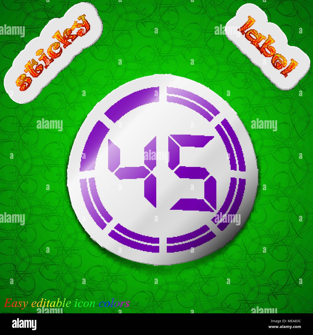 45 second stopwatch icon sign. Symbol chic colored sticky label on ...