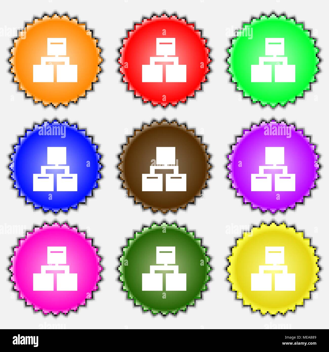 Local Network icon sign. A set of nine different colored labels. Vector ...