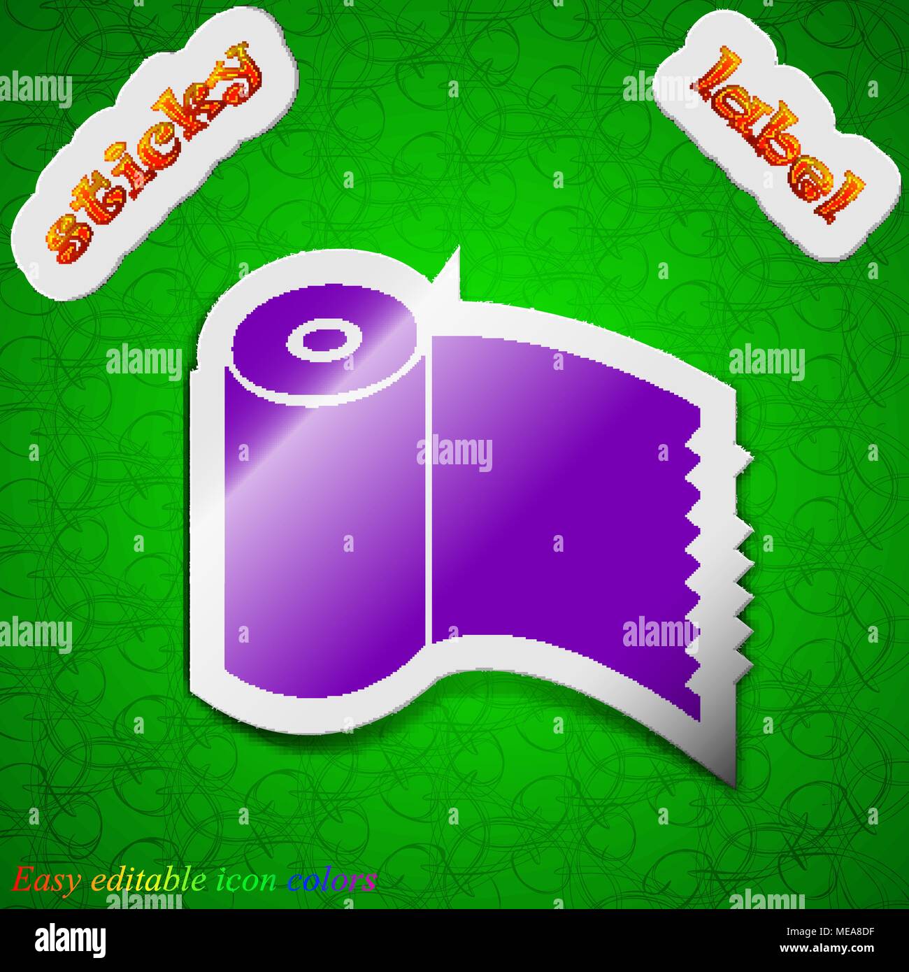 Toilet paper, WC roll icon sign. Symbol chic colored sticky label on ...